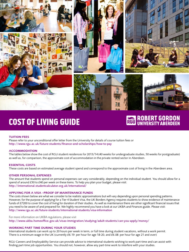 Student Cost of Living Guide 2014 | PDF | Pound Sterling | Fee
