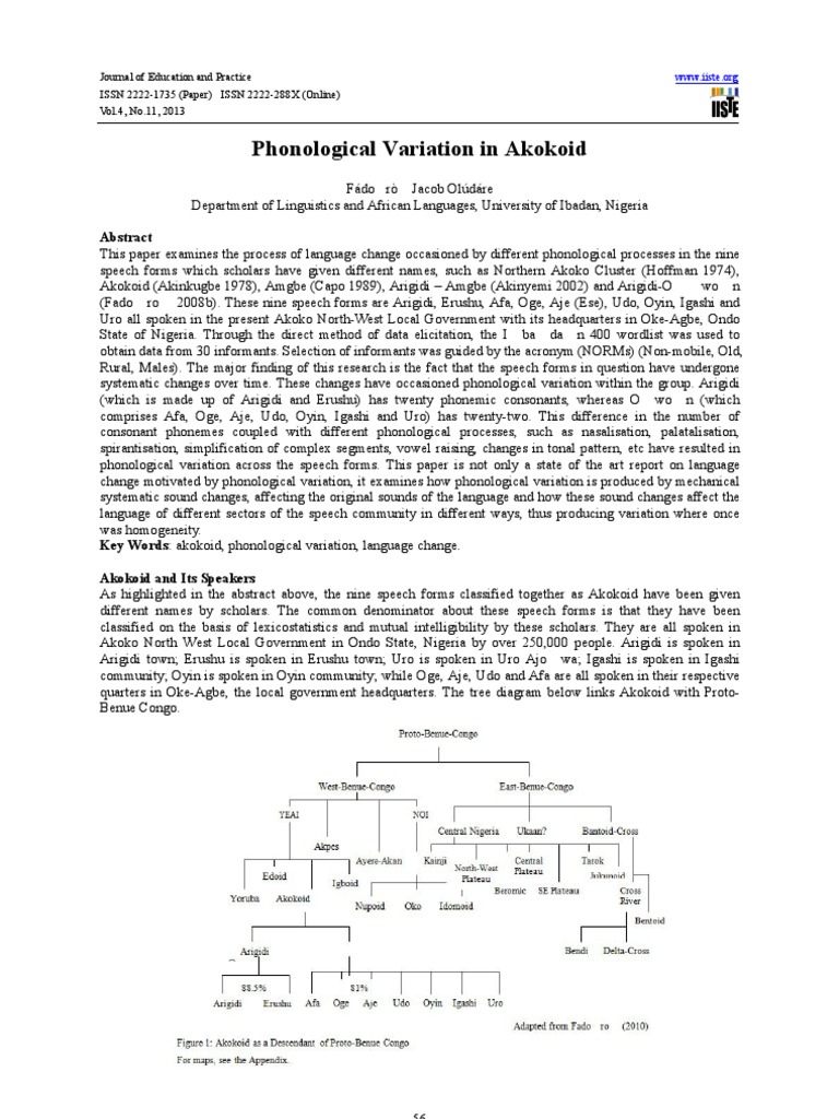 Phonological Variation in Akokoid | PDF | Consonant | Phonetics