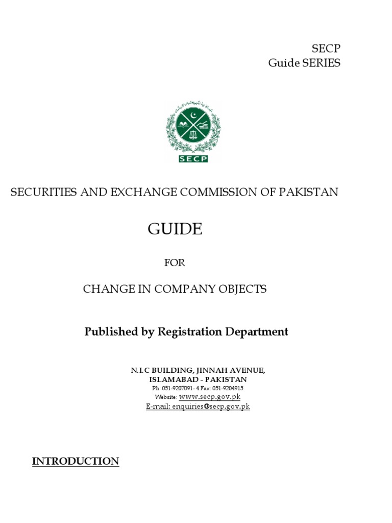 SECP Guide: Change in Company Objects | PDF | Email | Email Address