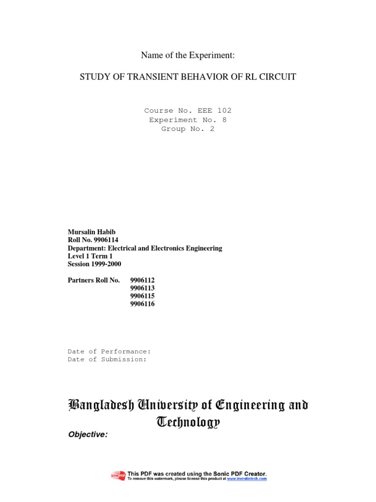 Eee Lab Report 8 | PDF | Inductance | Inductor