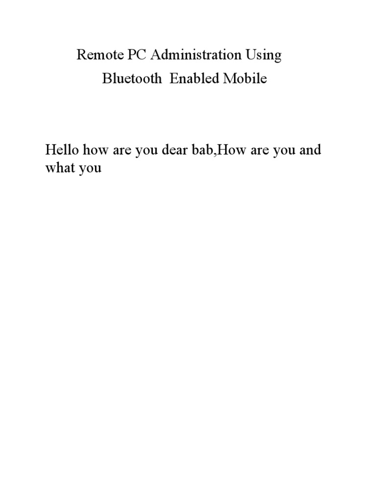 Remote PC Administration Using Bluetooth Enabled Mobile | PDF