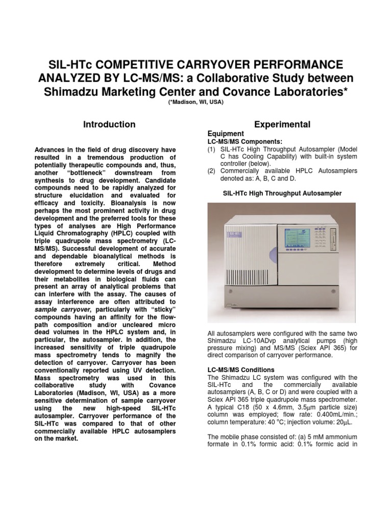 Sil HTC Carryover | PDF | Liquid Chromatography–Mass Spectrometry ...