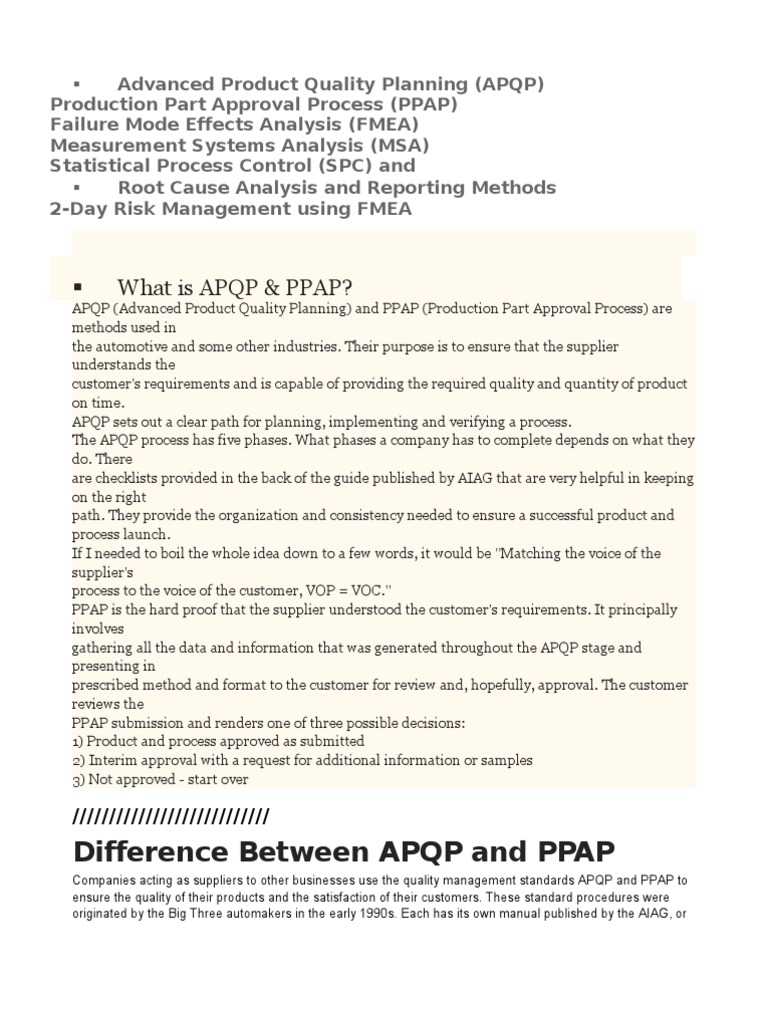 What Is Apqp & Ppap | PDF | Invoice | Business