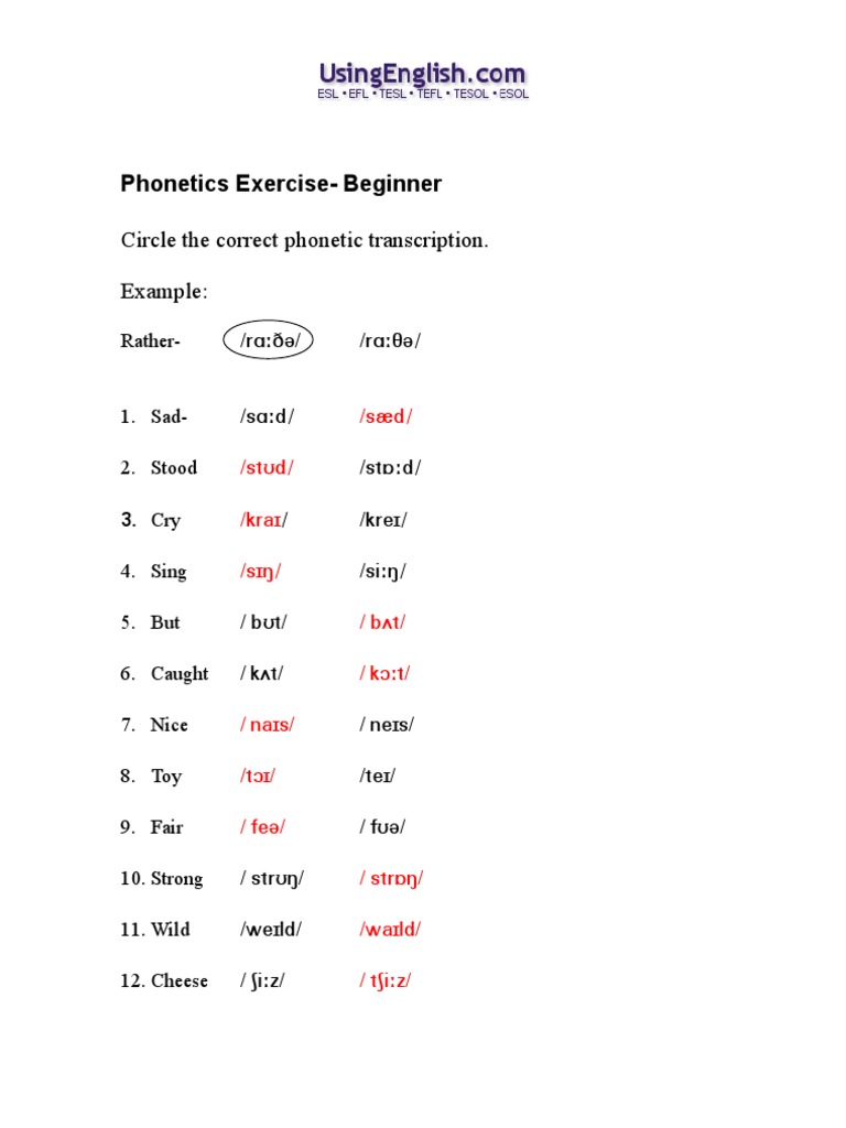 Phonetics Exercise 2 Answers | PDF