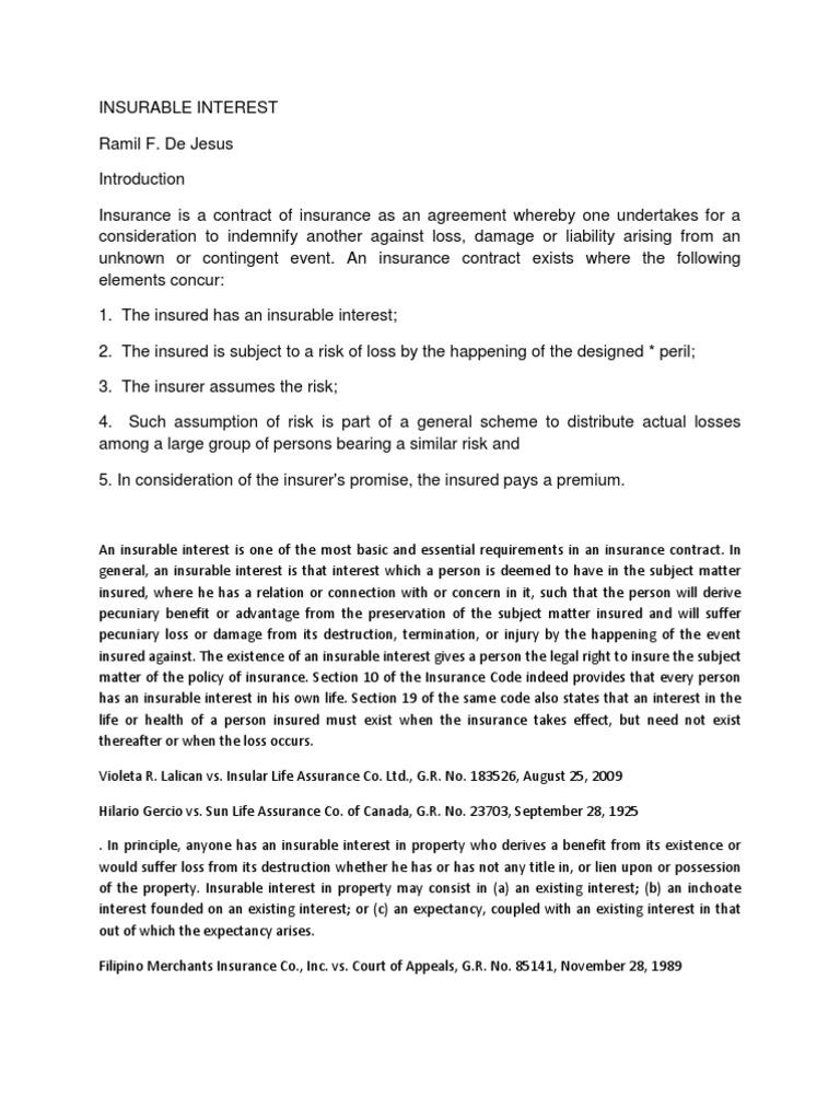 Insurable Interest | PDF | Life Insurance | Insurance
