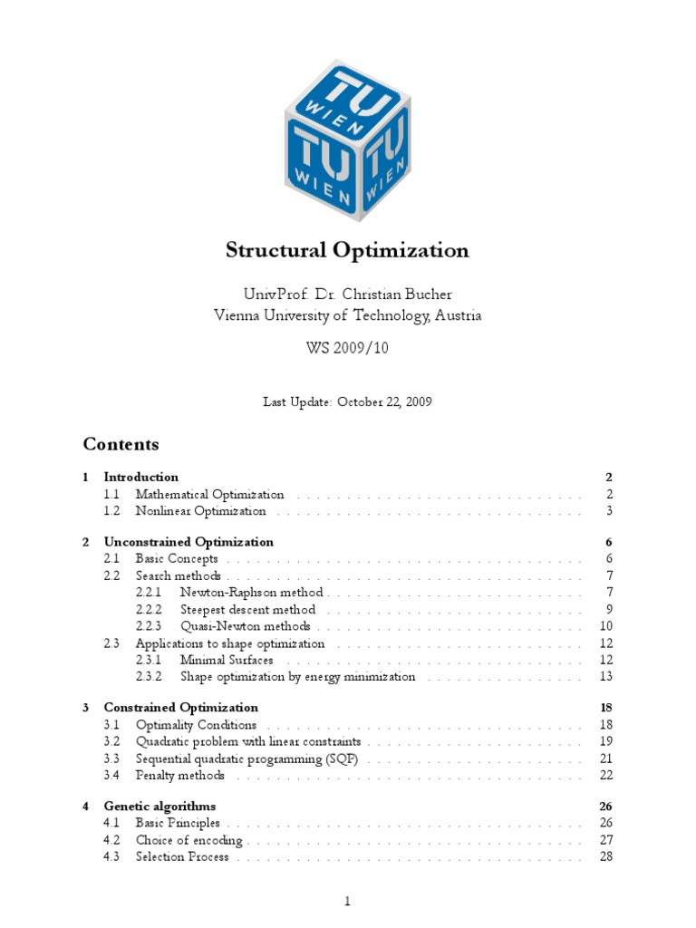 Structural Optimization Mathematical Optimization Genetic Algorithm