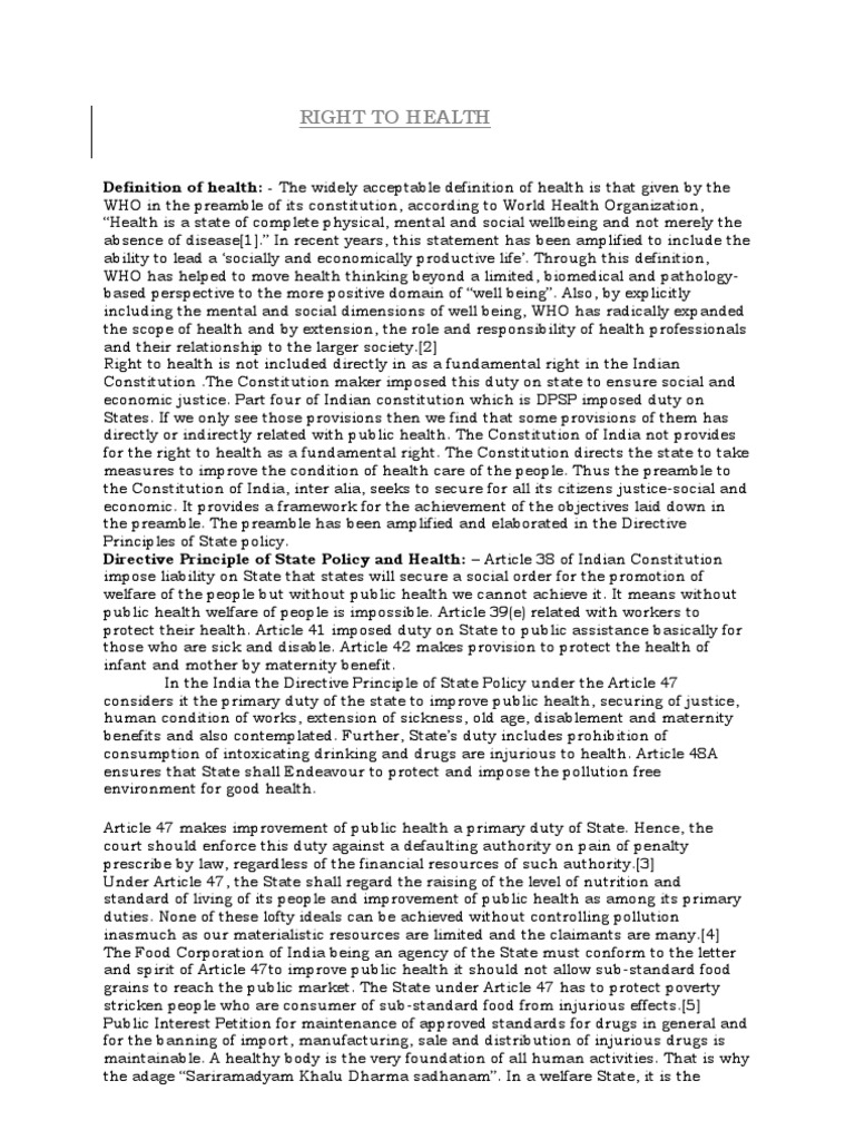 Right To Health | PDF | Human Rights | Public Health