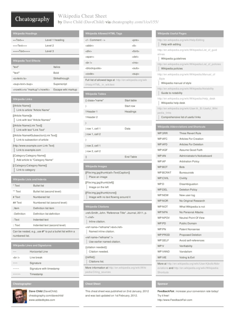 Wikipedia - Cheat Sheet | PDF