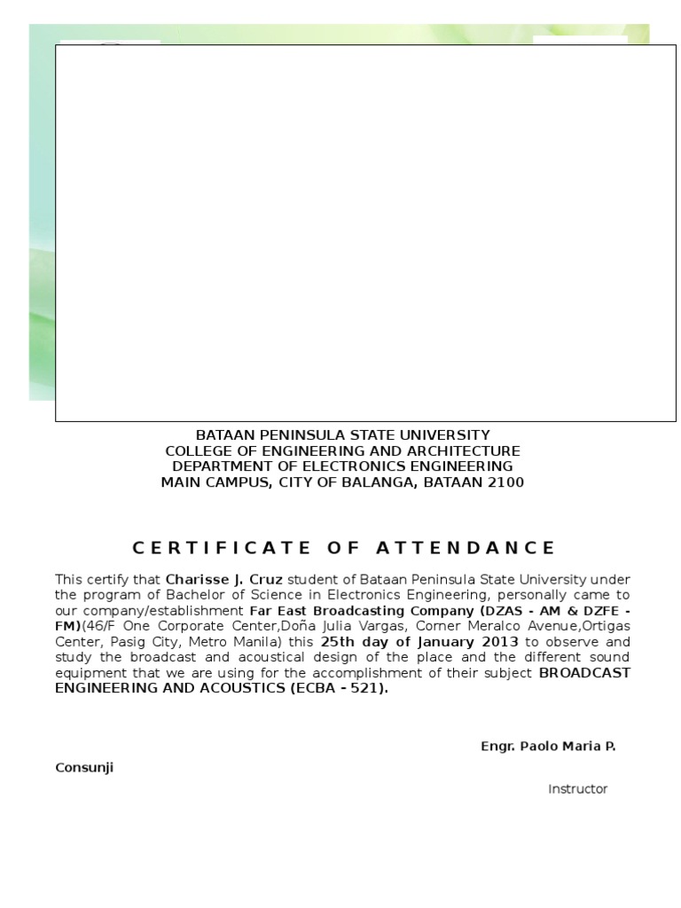 Certificate of Attendance | PDF | Metro Manila | Science And Technology
