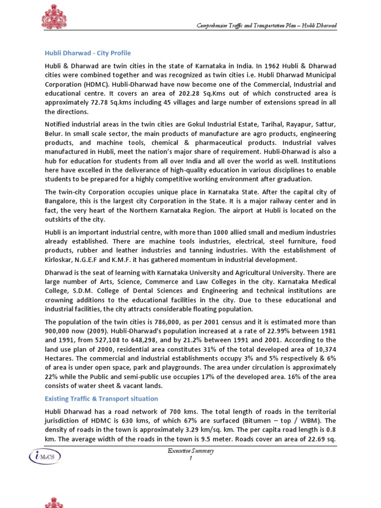 Hubli Dharwad CTTP - Executive Summary PDF | PDF | Public Transport ...