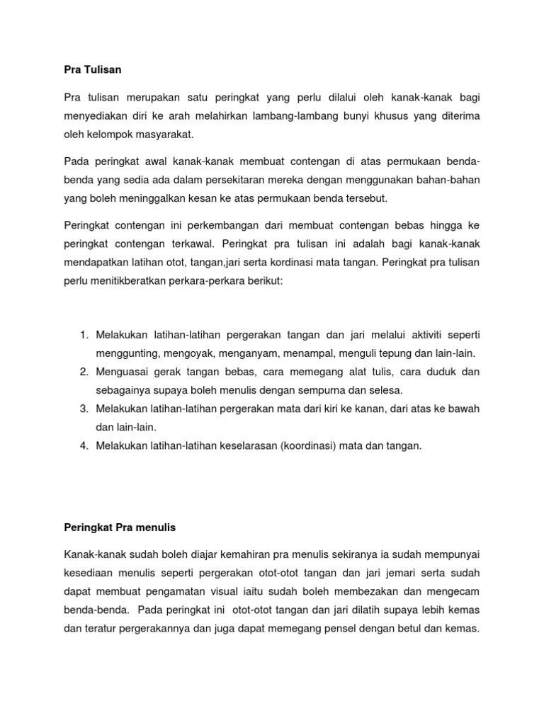 Pra Tulisan Dan Peringkat Pra Menulis (PKP 3108) | PDF