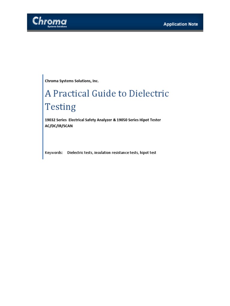 Practical Guide To Dielectric Testing | PDF | Insulator (Electricity ...
