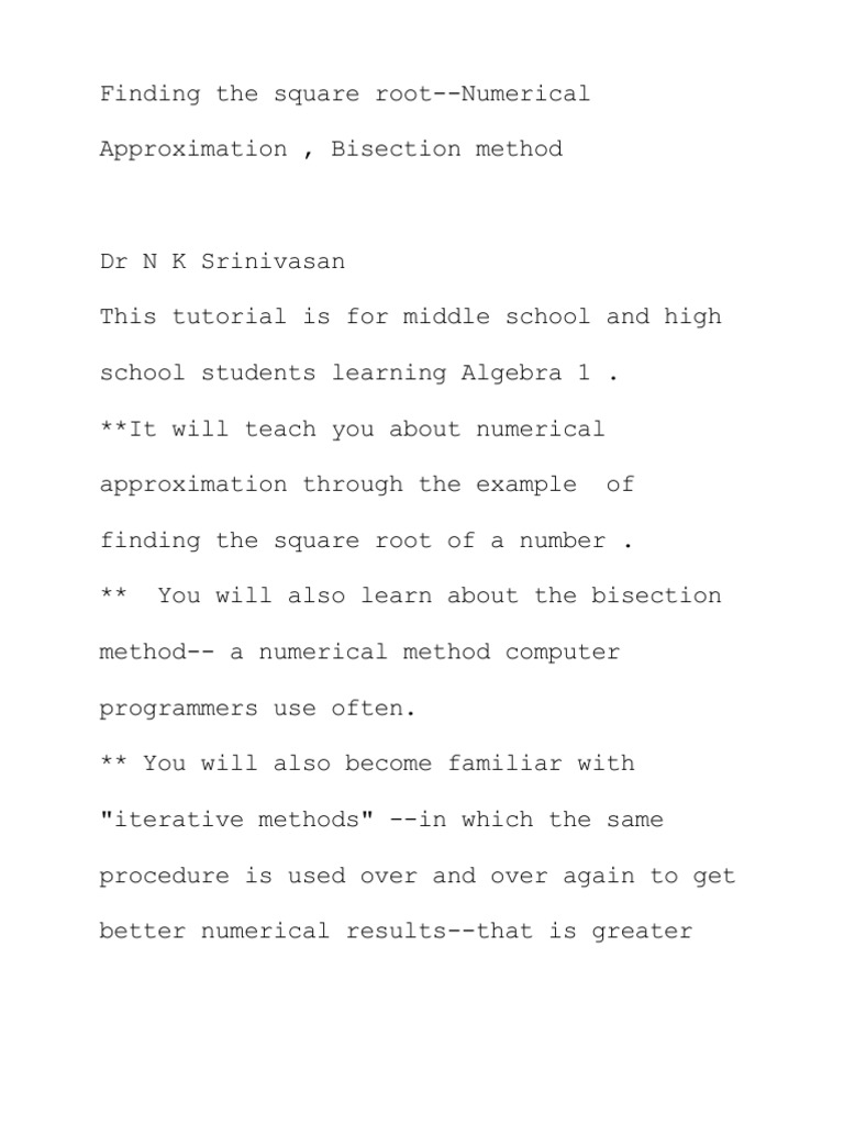 Heron's Method for Square Root Approximation | PDF | Numerical Analysis ...