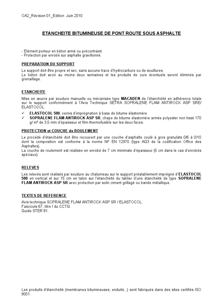 Étanchéité Bitumineuse de Ponts Routiers | PDF