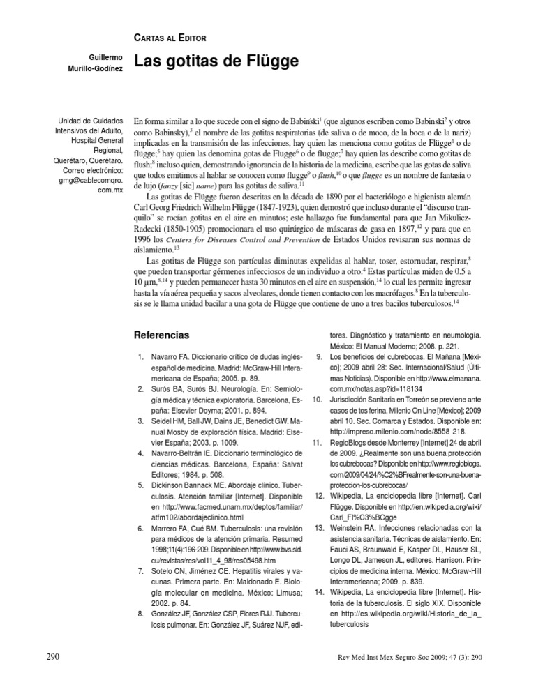 Gotas de Flügge y su impacto en salud | PDF | Tuberculosis | Ciencias ...