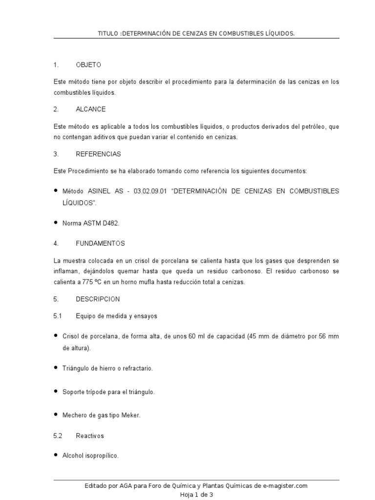 ASTM D-482-Cenizas en Combustibles | PDF | Combustibles | Gases