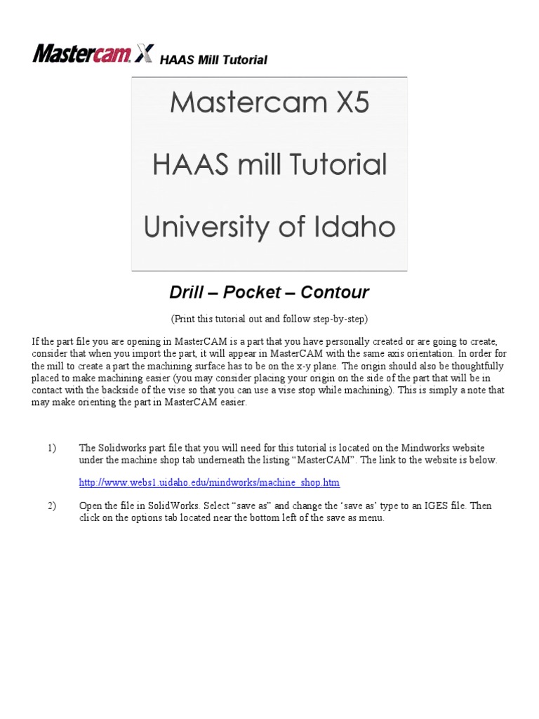 MasterCAM X5 Mill Tutorial | PDF | Drilling | Machining