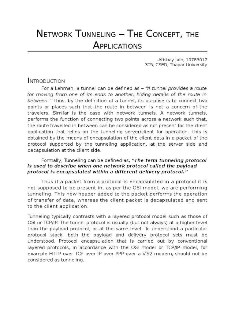 Network Tunneling | PDF | Virtual Private Network | Proxy Server