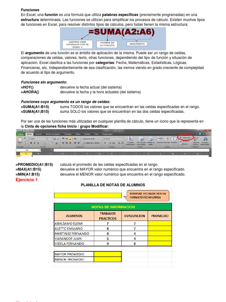 4 Funciones Basicas | PDF | Función (Matemáticas) | Microsoft Excel