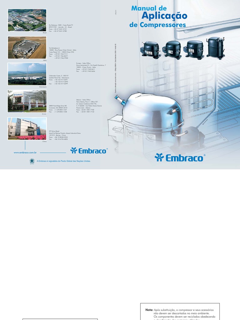 Manual Aplicacoes Compressores Embraco | PDF | Relé | Refrigeração