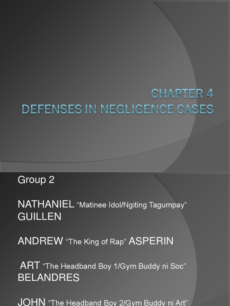 Defenses in Negligence Cases Explained | PDF | Negligence | Damages