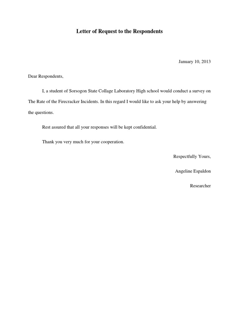 Letter of Request To The Respondents | PDF