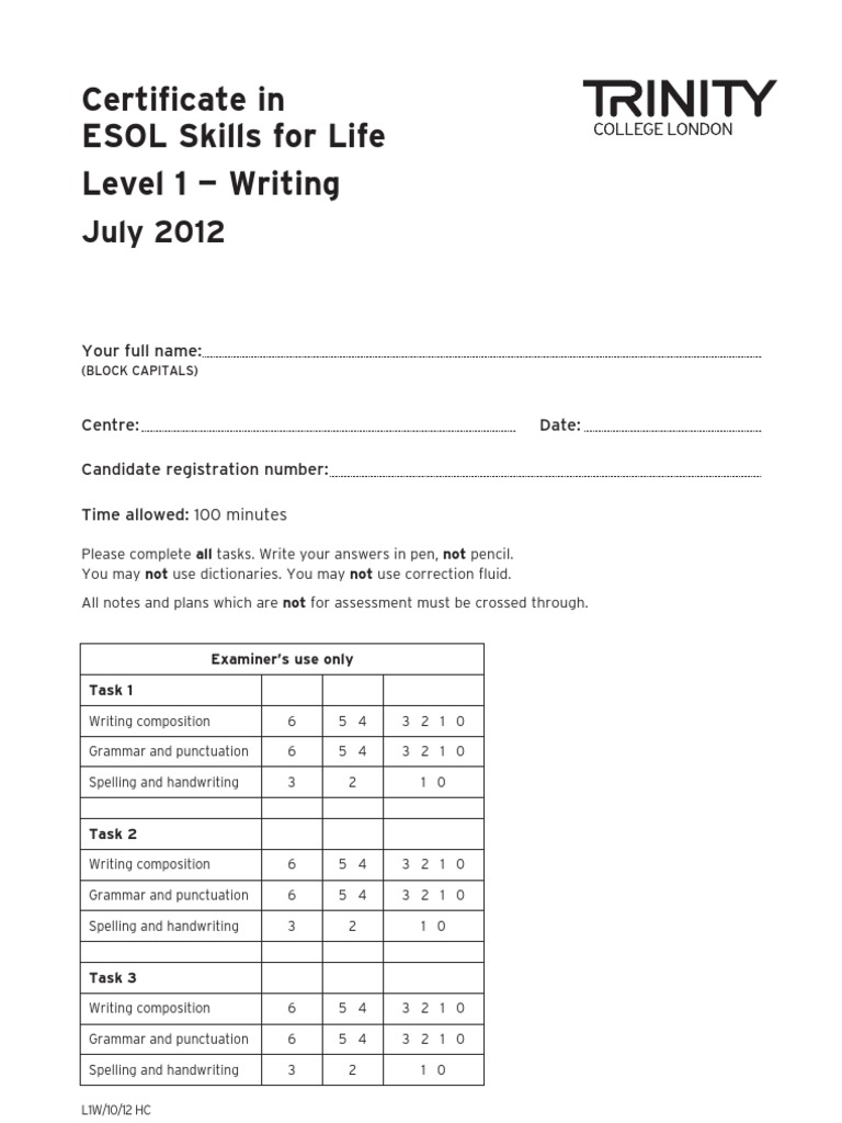 Level 1 Writing July 2012 | PDF | Learning | Psychological Concepts