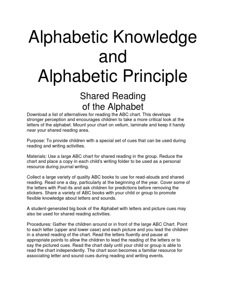 Alphabetic Knowledge | PDF | Phonics | Reading (Process)