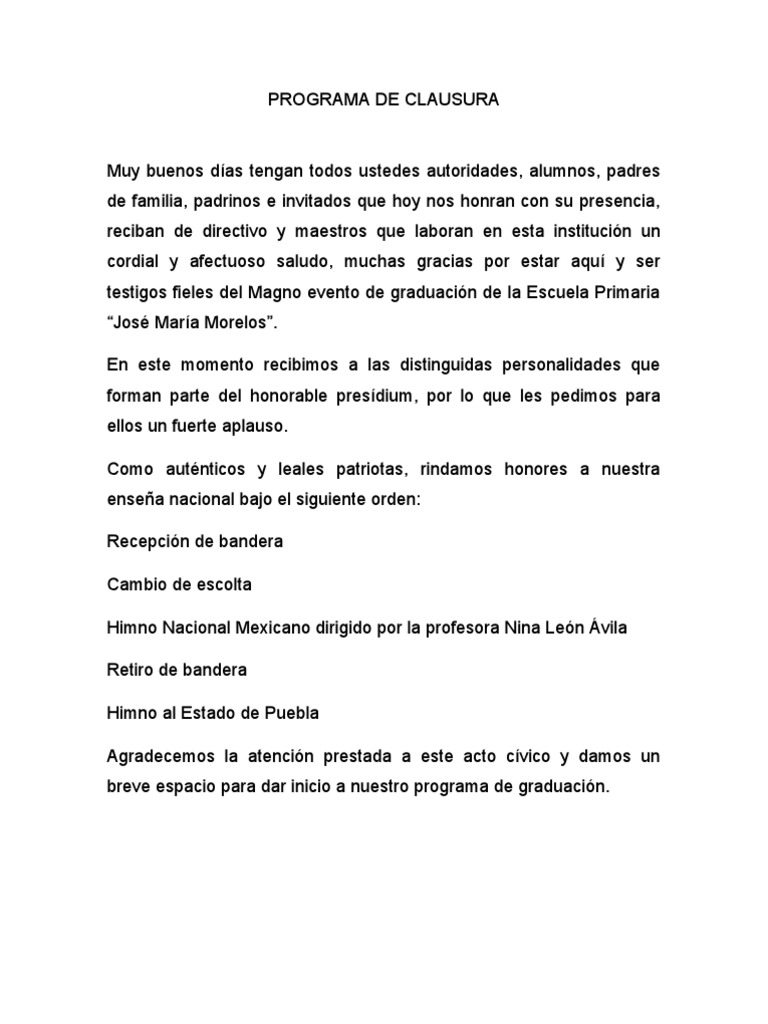 Programa de Clausura | PDF | Maestros | Educación primaria