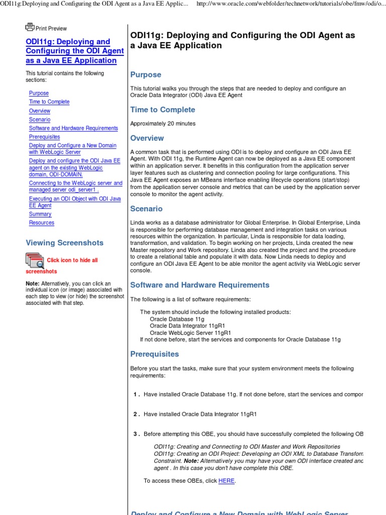 ODI11g - Deploying and Configuring The ODI Agent As A Java EE Application | PDF | Java ...