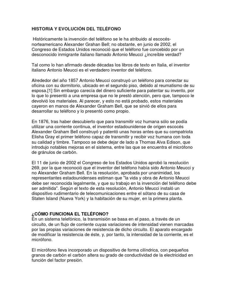 Origen y evolución del teléfono | PDF | Teléfono | 3 G