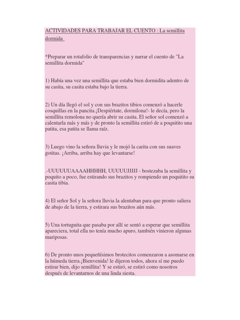 Actividades para Trabajar El Cuento | PDF