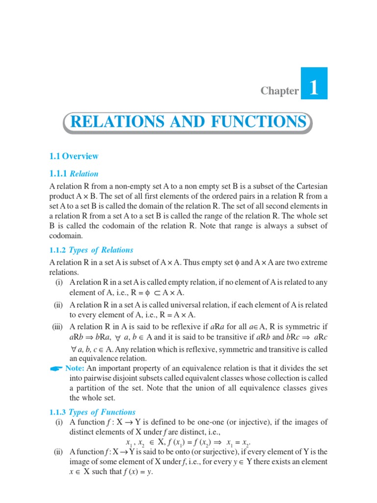 Relations and Function Class 12th | PDF | Function (Mathematics ...