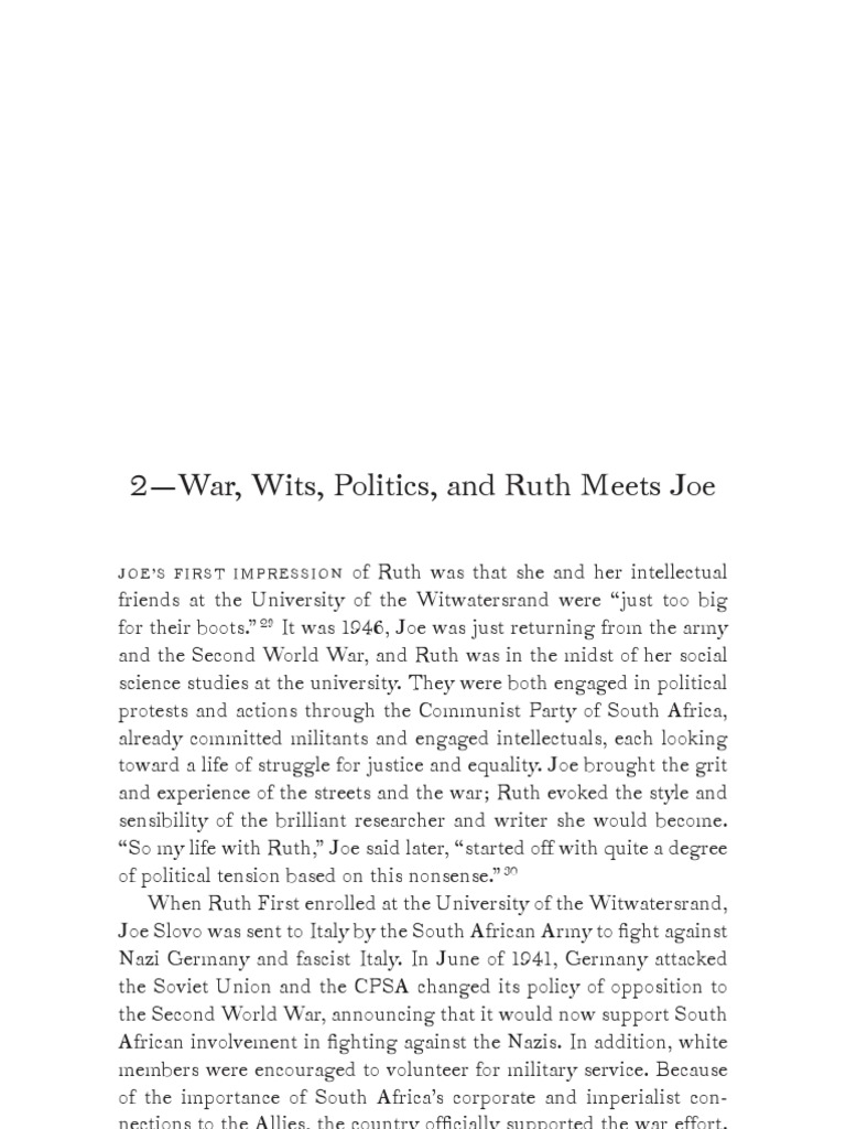 Exclusive Excerpt: 'Ruth First and Joe Slovo in The War Against ...