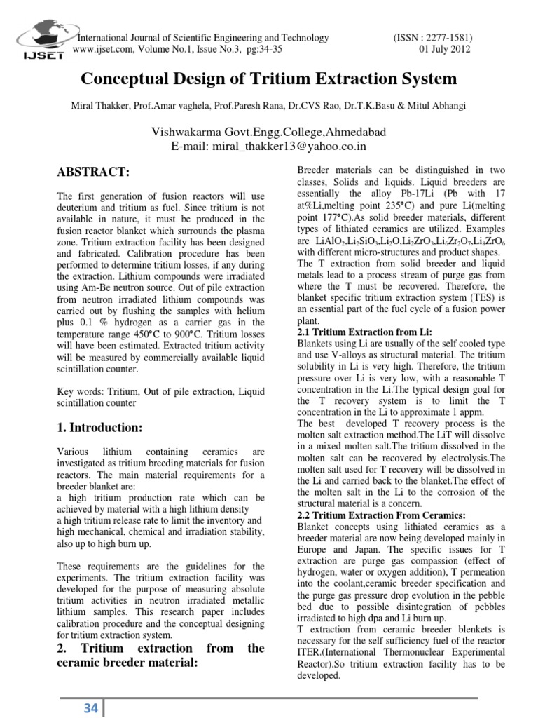 PP 34-35 Conceptual Design of Tritium Extraction System MIRAL | PDF ...