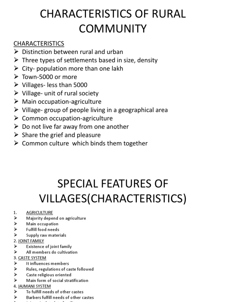 Characteristics of Rural Community | PDF | Caste | Village