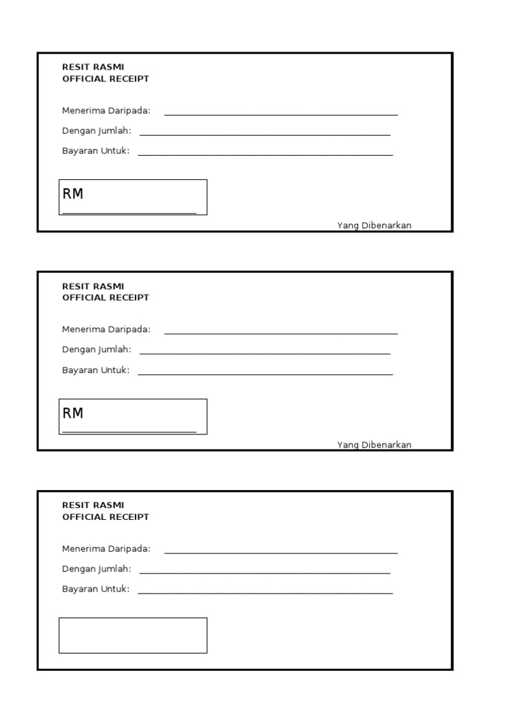 Contoh Resit Rasmi | PDF