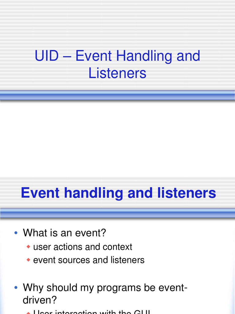 AJP Chapter 1 PPT - Event Handlers and Listeners | PDF | Class ...
