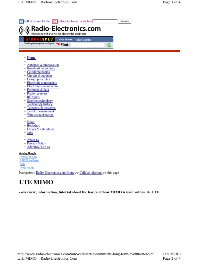 Lte Mimo: Subscribe To Our News Feed | PDF | Mimo | Lte (Telecommunication)