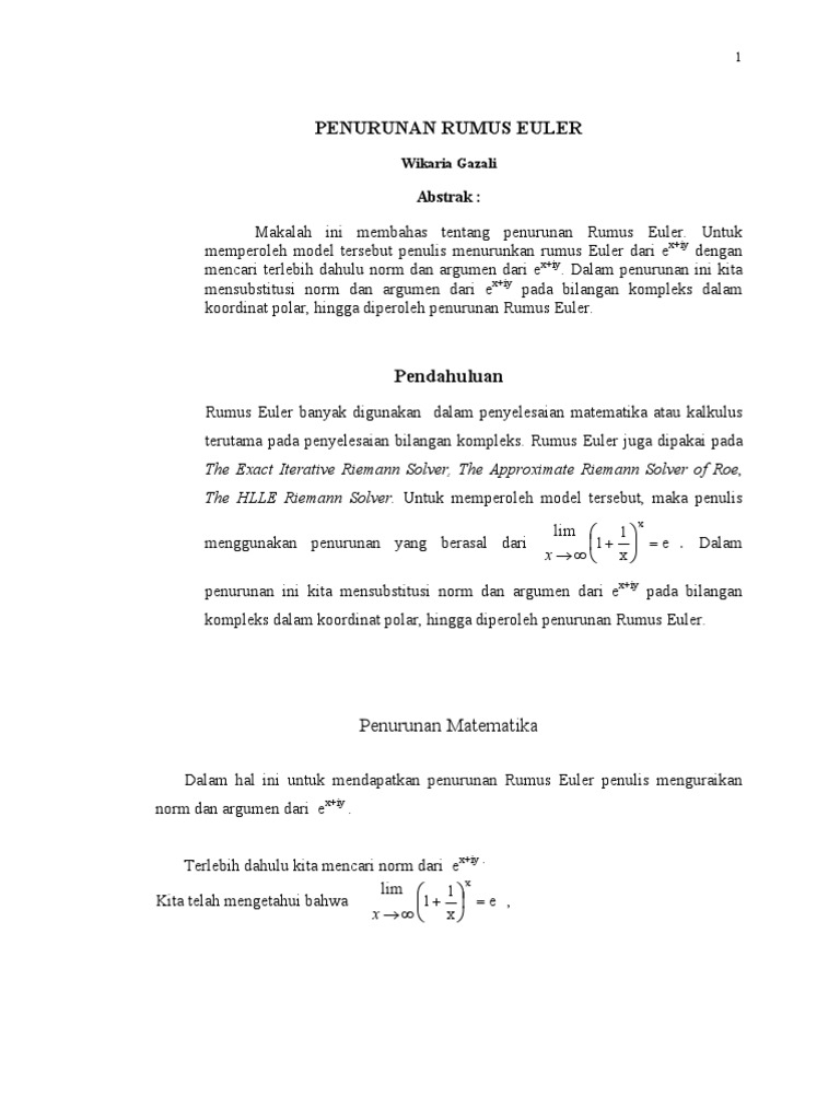 Penurunan Rumus Euler | PDF