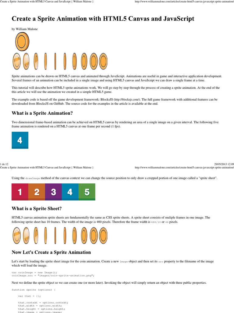 Create A Sprite Animation With HTML5 Canvas and JavaScript (William ...