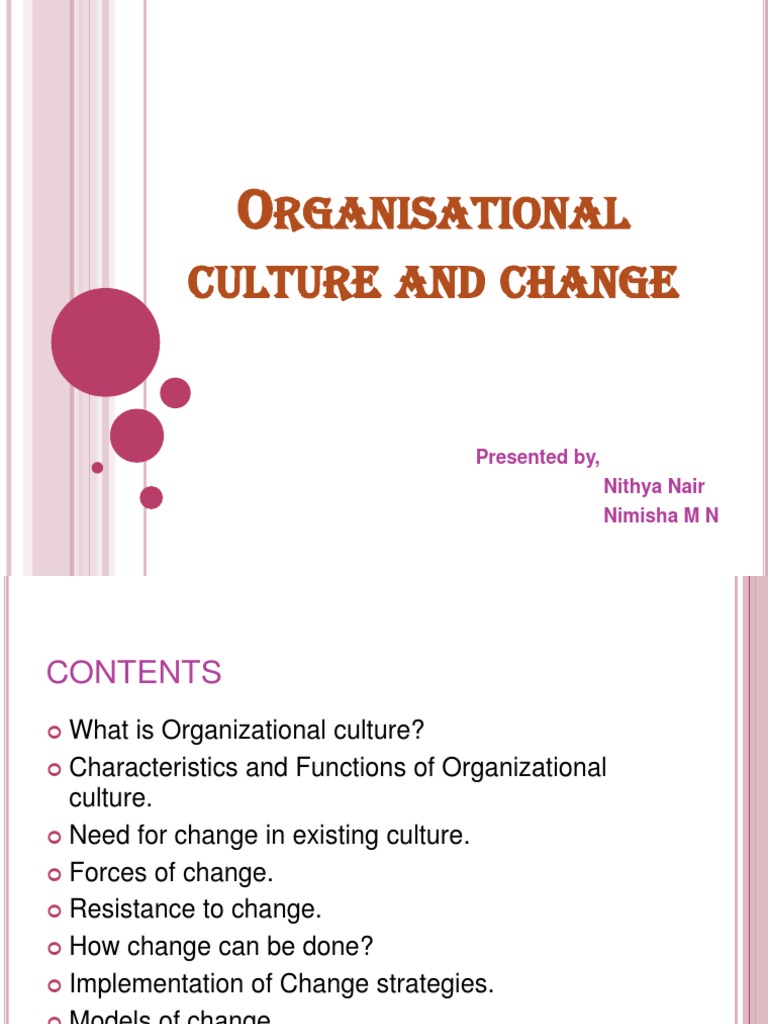 Organisational Culture and Change | PDF | Organizational Culture ...