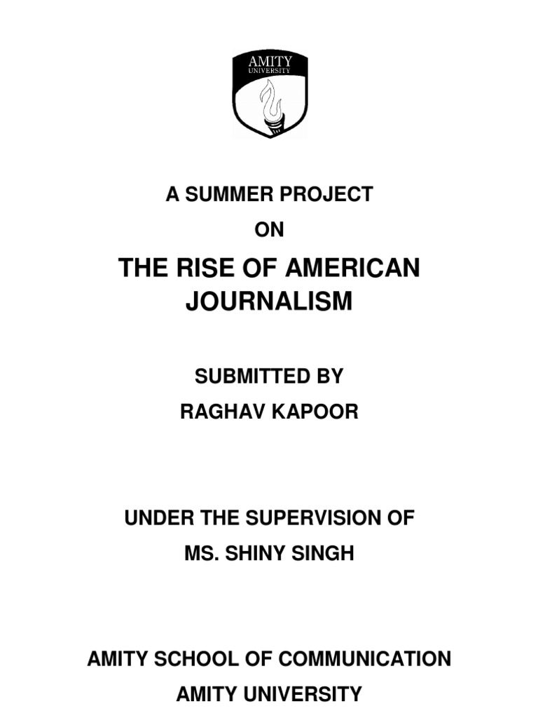 The Rise of American Journalism: A Summer Project ON | PDF