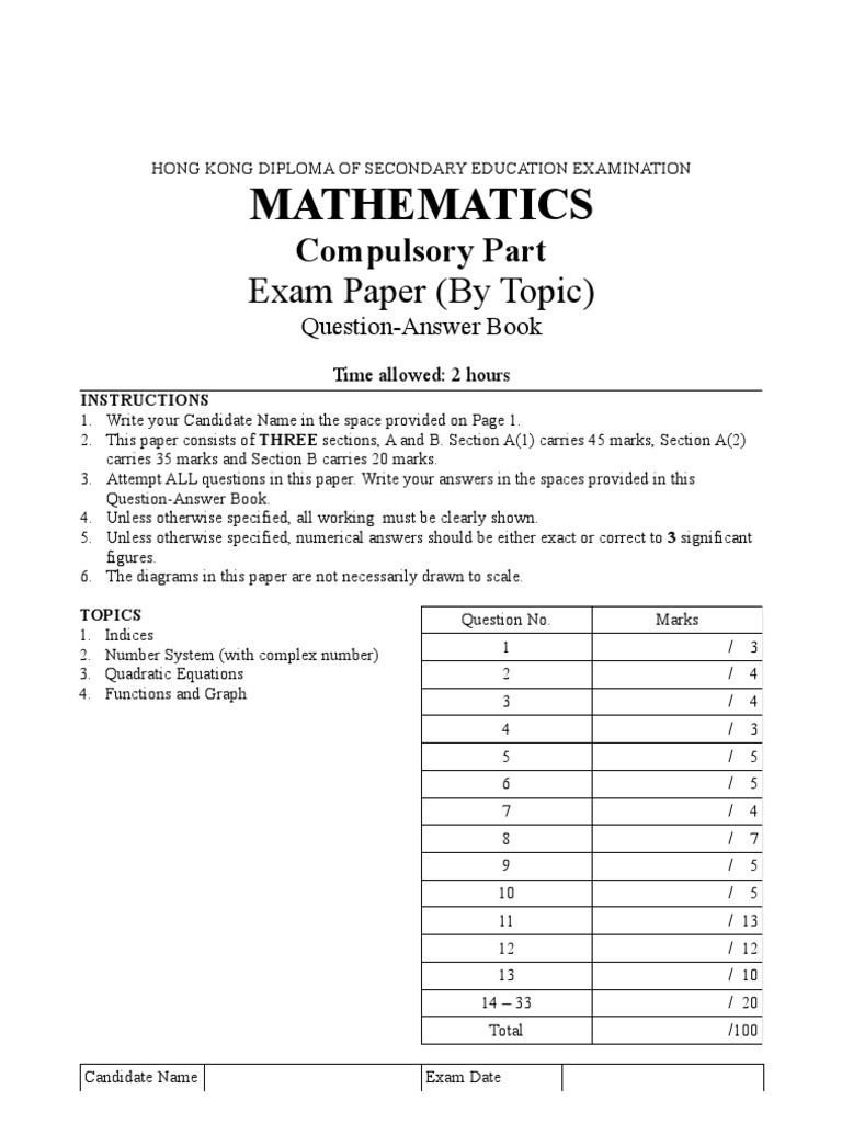 Exam Paper - Core (By Topic) | PDF