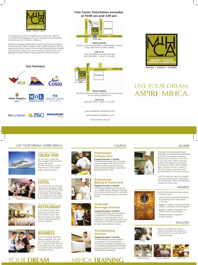 MIHCA Brochure | PDF | Chef | Restaurants