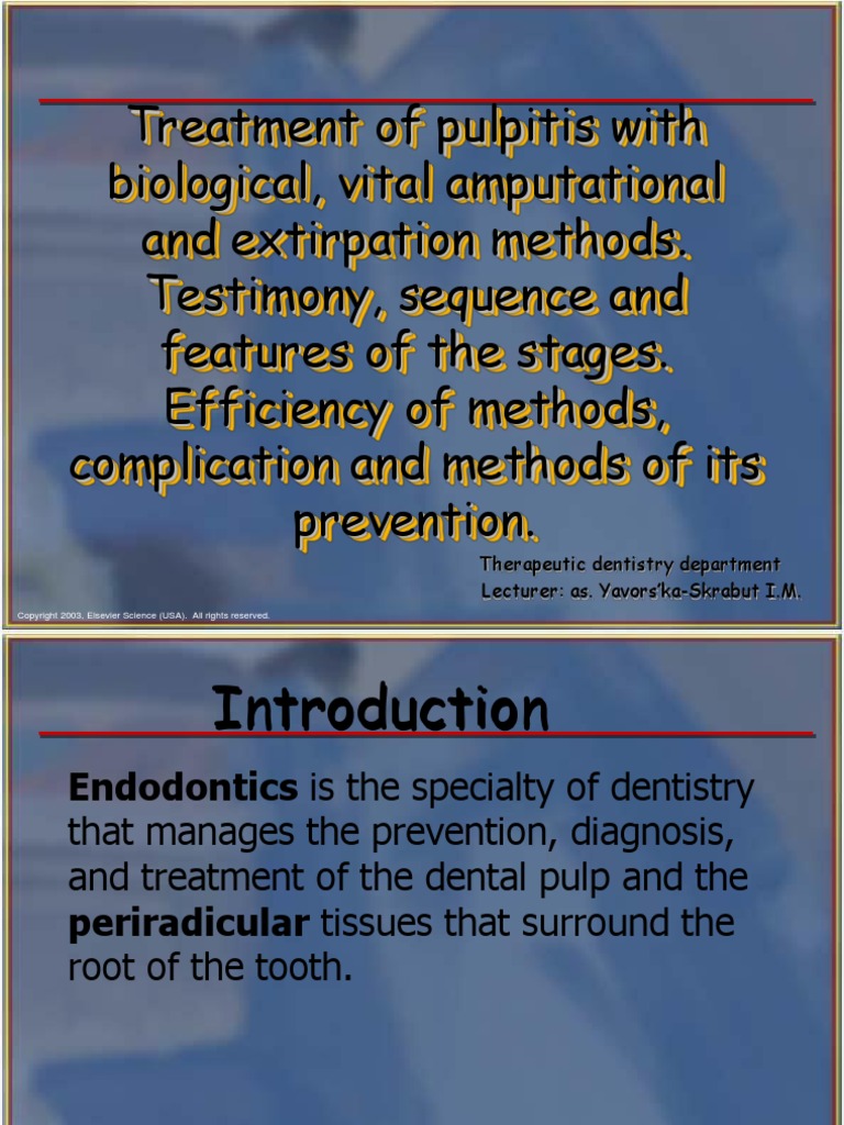 2 Treatment of Pulpitis With Biological, Vital Amputational and ...