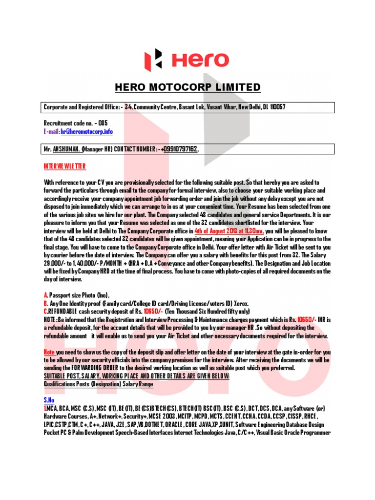 Hero...Letter | Cheque | Technology