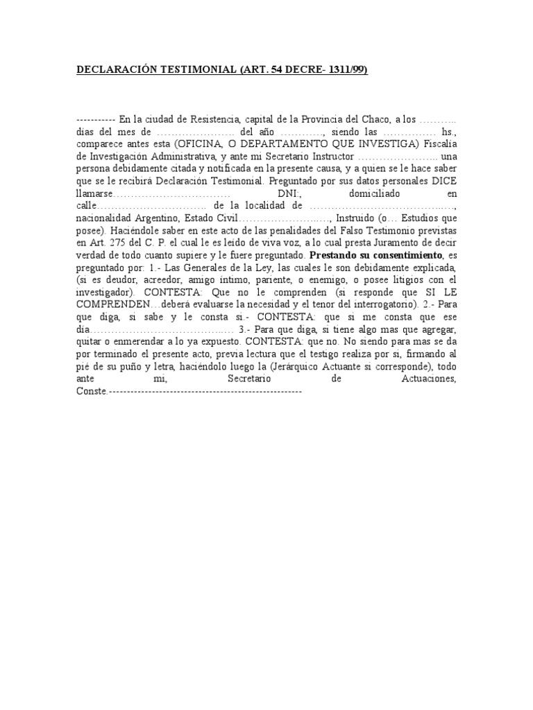 Ejemplos De Cartas Testimoniales