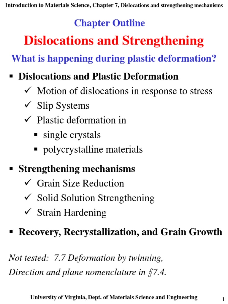 Dislocations and Strengthening: Chapter Outline | PDF | Dislocation ...