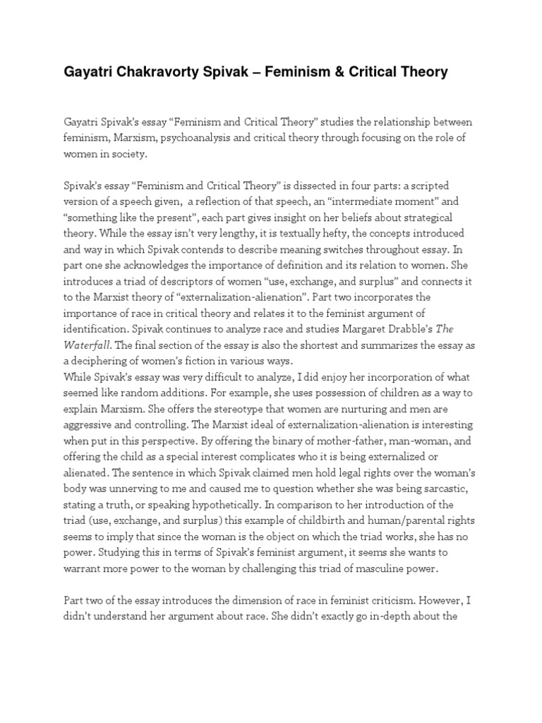 G.S Feminism & Critical Theory | PDF | Feminism | Gender Studies